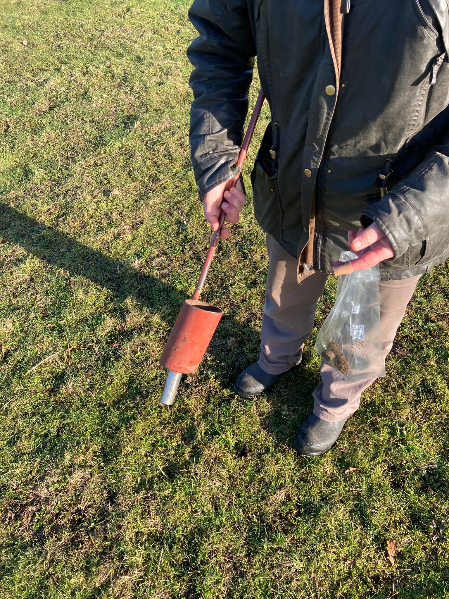 Susan Stone taking a soil sample at Martin’s Meadows – Ben Calvesbert ...